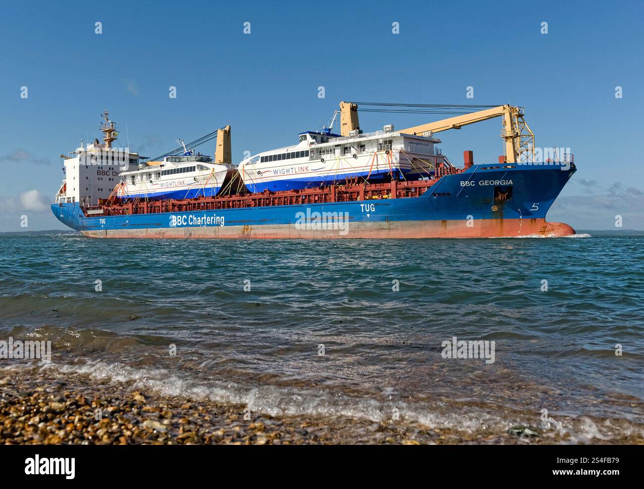 BBC Georgia (BBC Chartering) delivering the Wightlink Wight Ryder ...