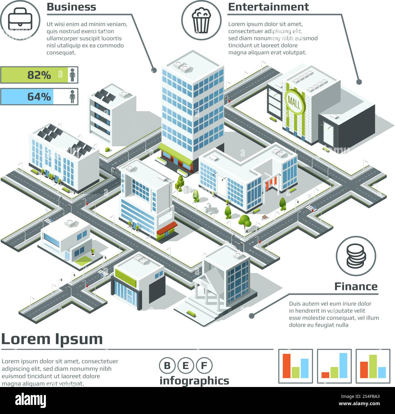 Isometric 3d city map. Infographic vector illustration. Dimensional ...
