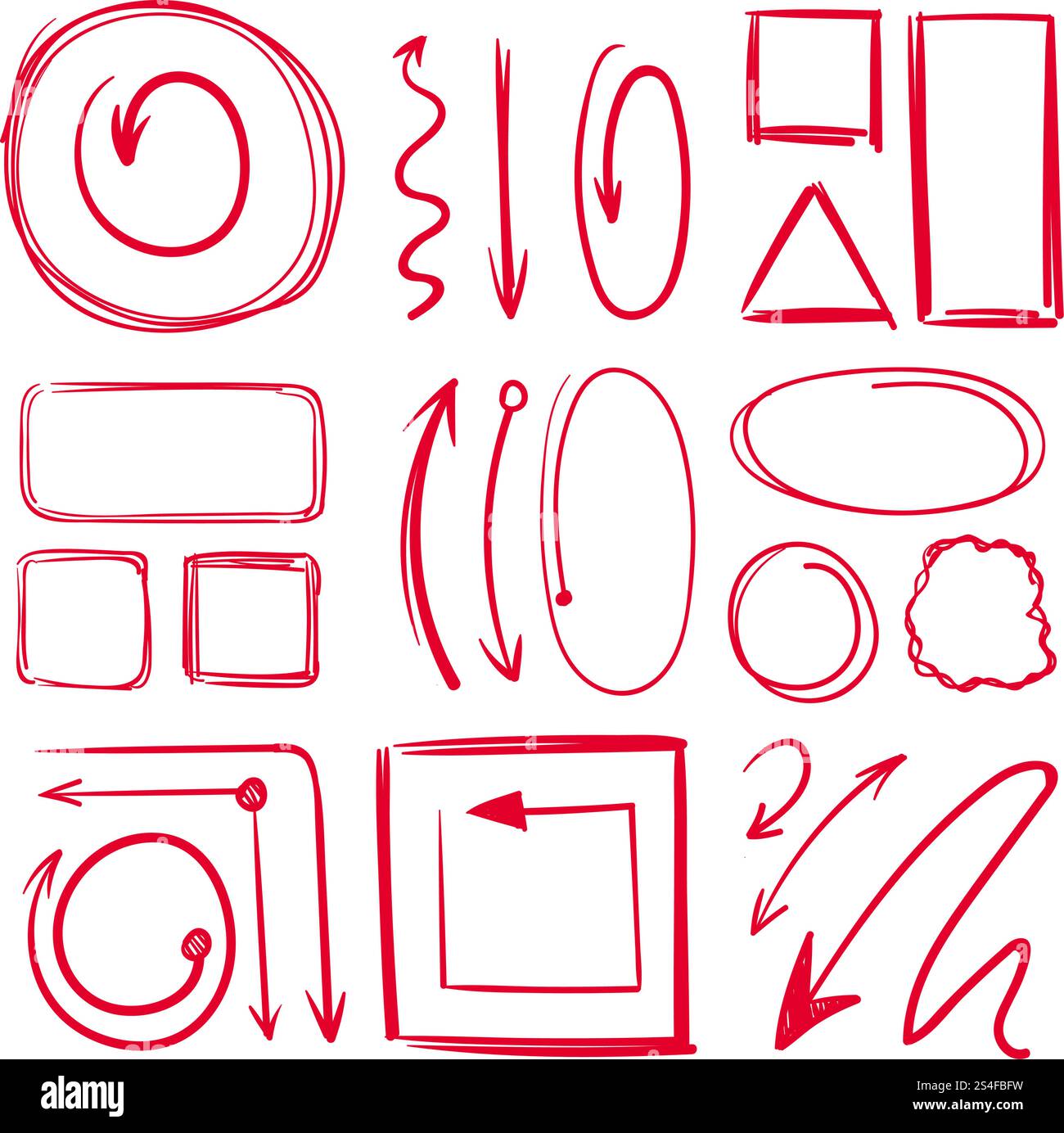 Marker, underlines and different doodle frames with arrows. Vector hand ...