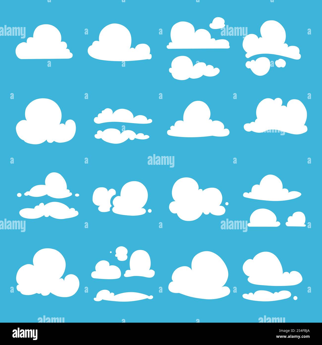 Different clouds in cartoon style. Vector illustration set of white ...