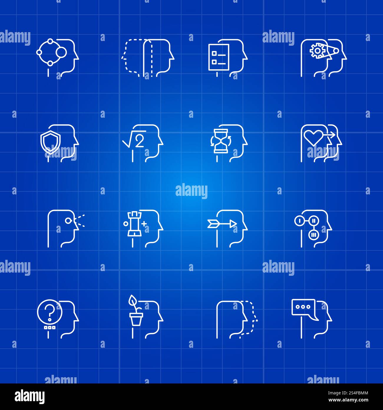 Human mind processes icons set. Human head concept. Vector illustration ...