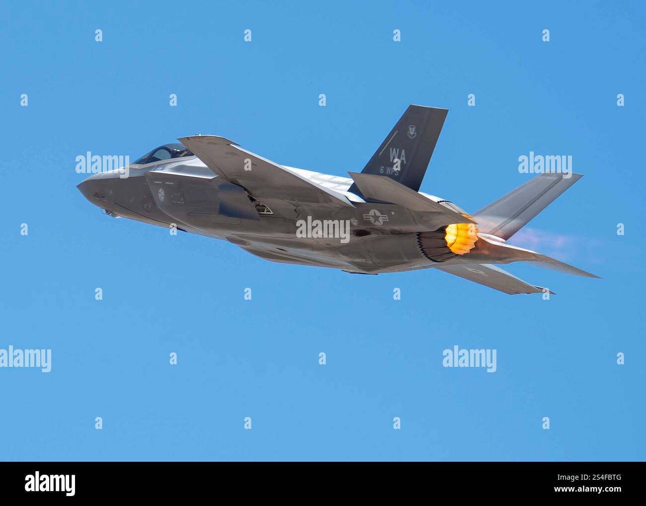 An F-35A Lightning II fighter jet, 6th Weapons Squadron (WPS), takes ...