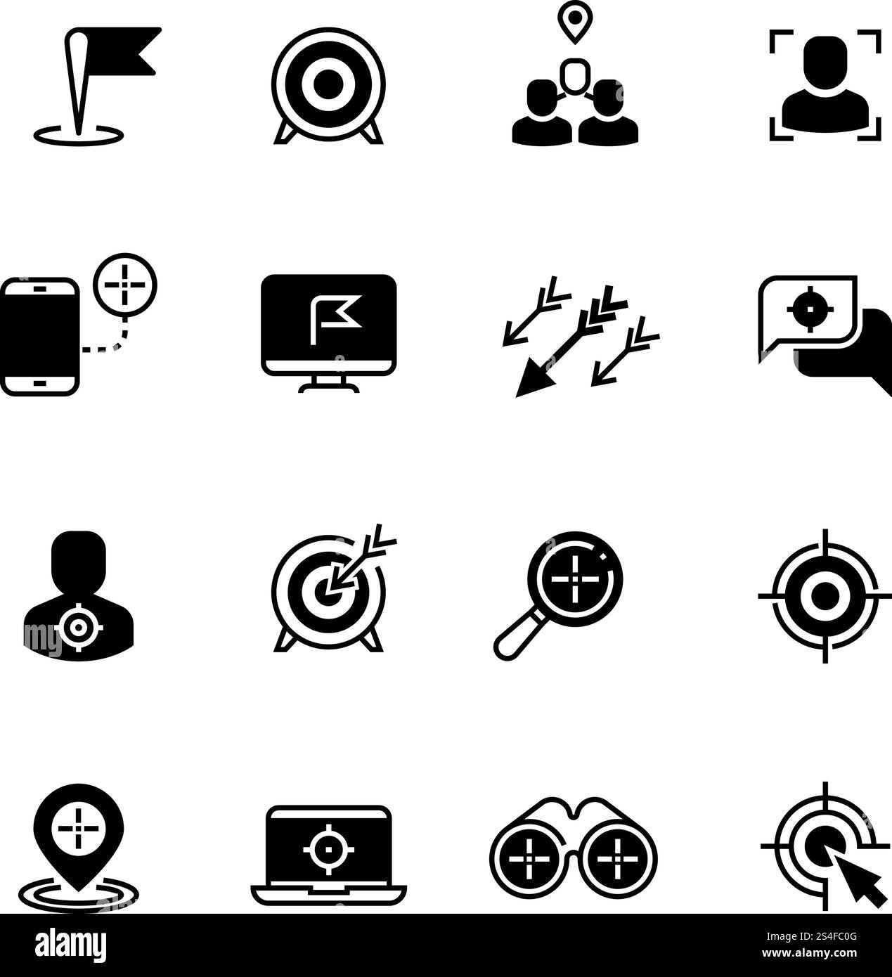 Target and goal icons. Targeting strategy and business objectives ...