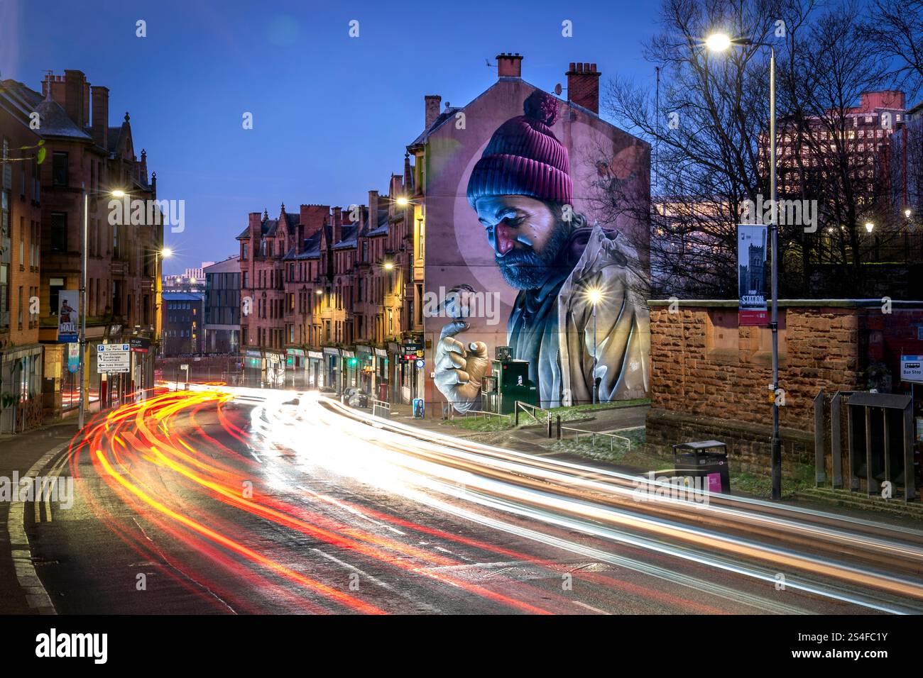 One of Glasgow's best-known murals, by street artist Smug, depicting a ...