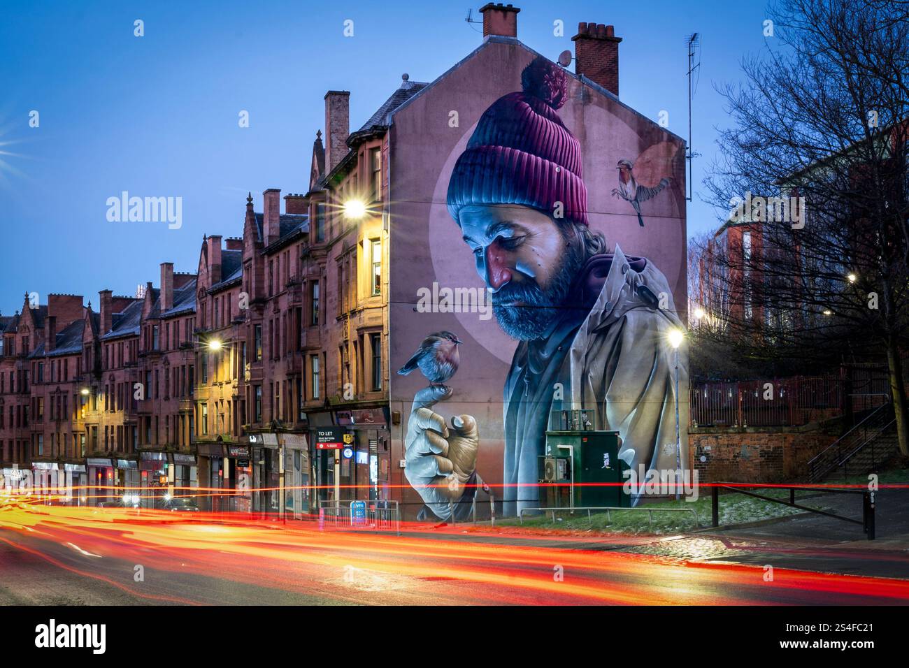 One of Glasgow's best-known murals, by street artist Smug, depicting a ...