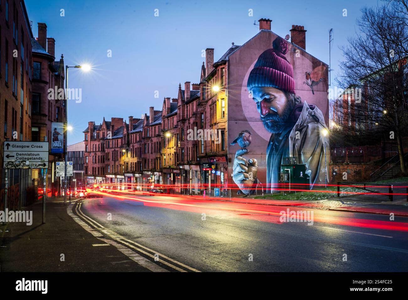 One of Glasgow's best-known murals, by street artist Smug, depicting a ...
