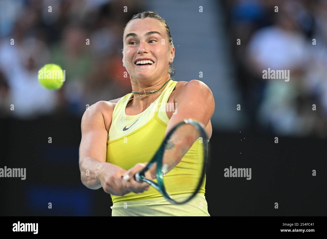 Melbourne, Australia. 12th Jan, 2025. Aryna Sabalenka of Belarus in ...