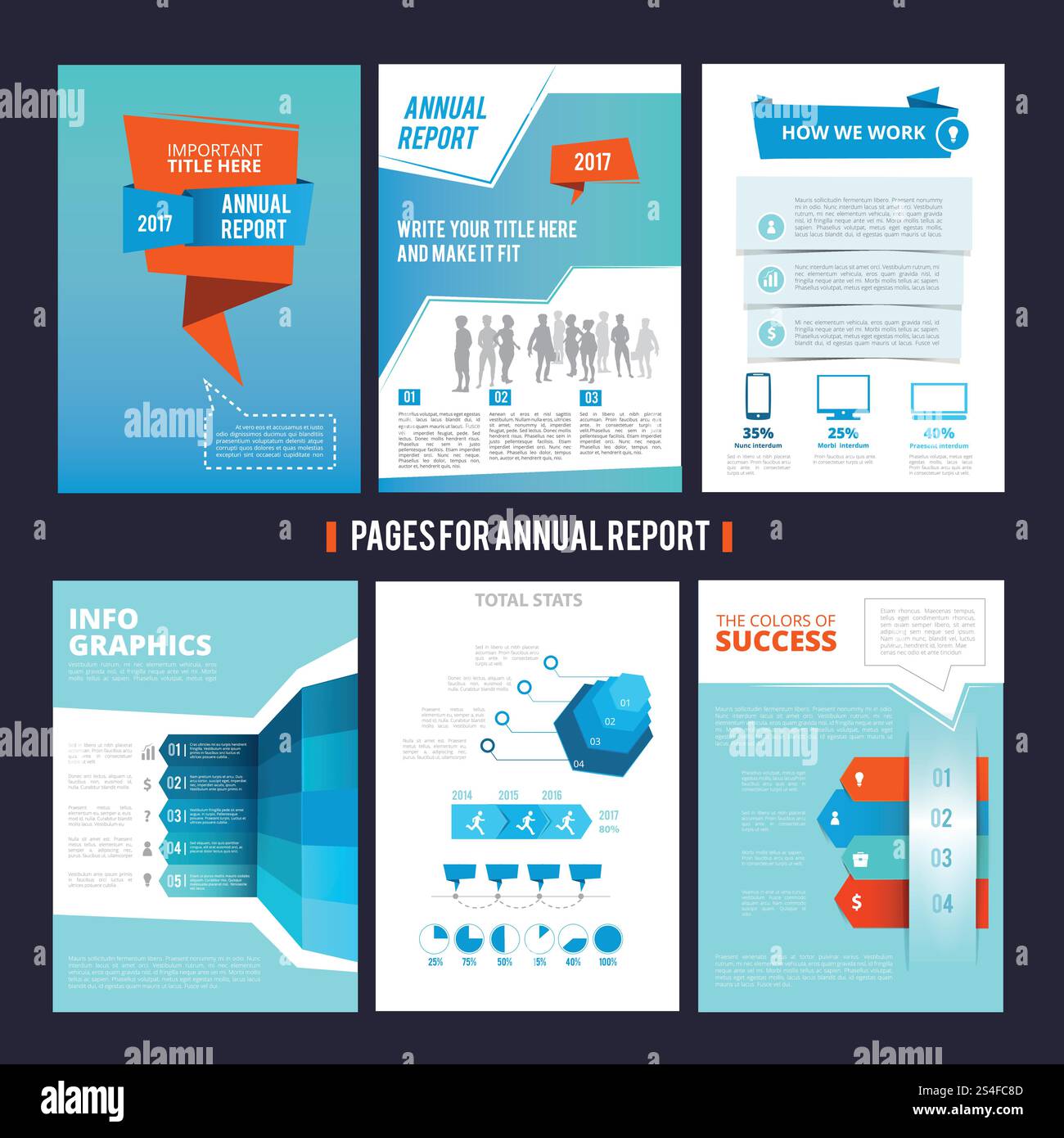 Design template of corporation annual report. Vector pages layout with ...