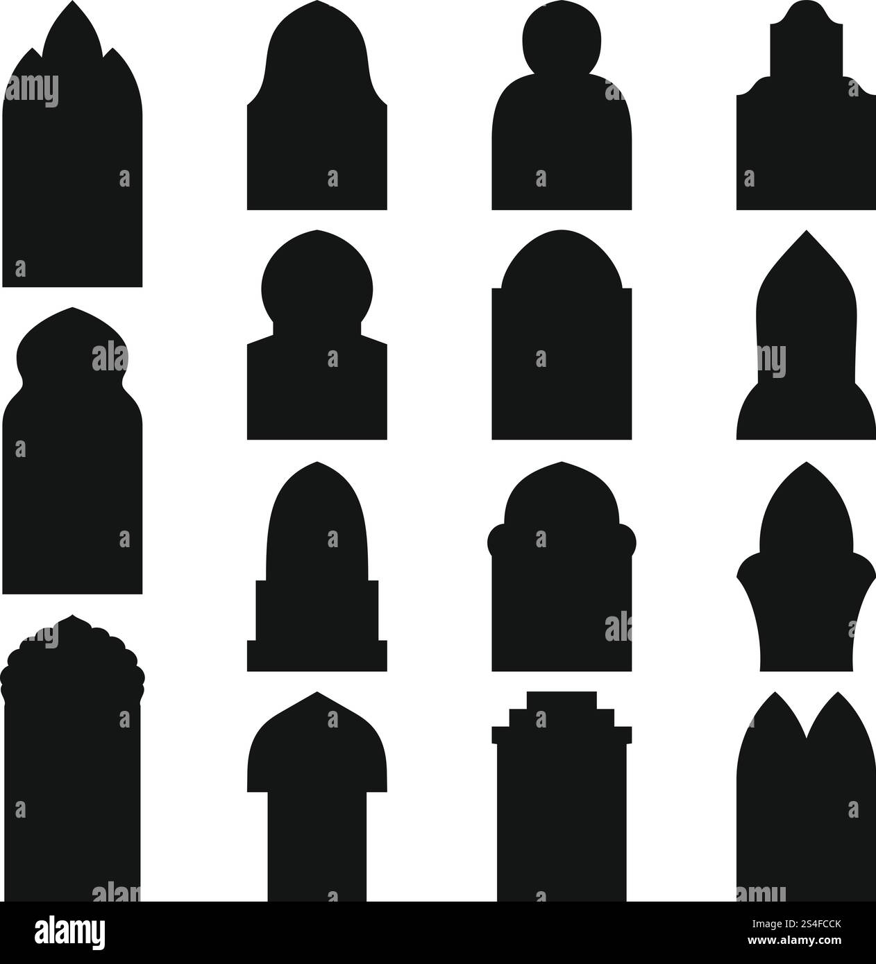 Silhouette of traditional arabic windows and doors. Vector ...