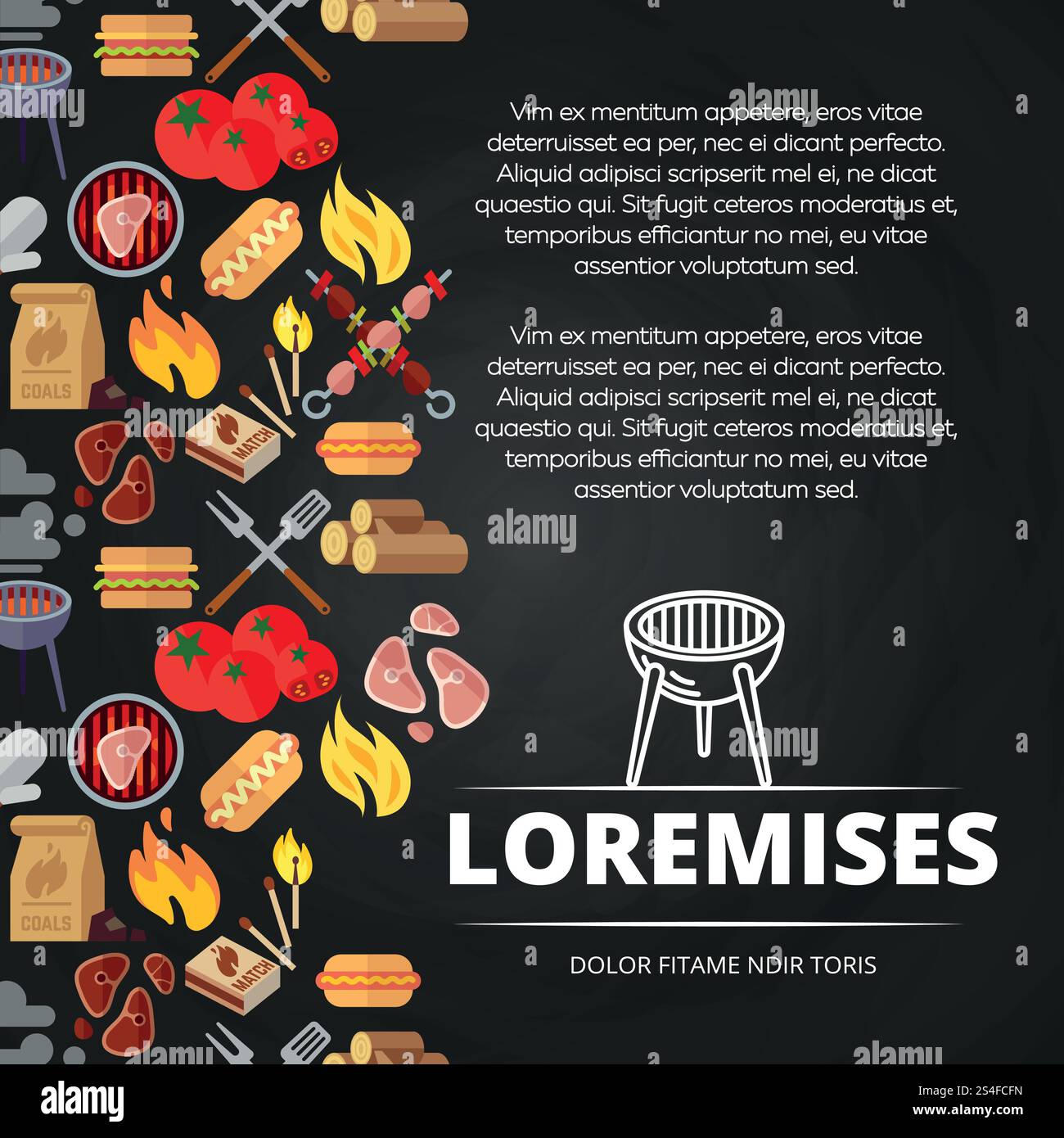Barbecue, burgers and equipment chalkboard poster design. Vector ...