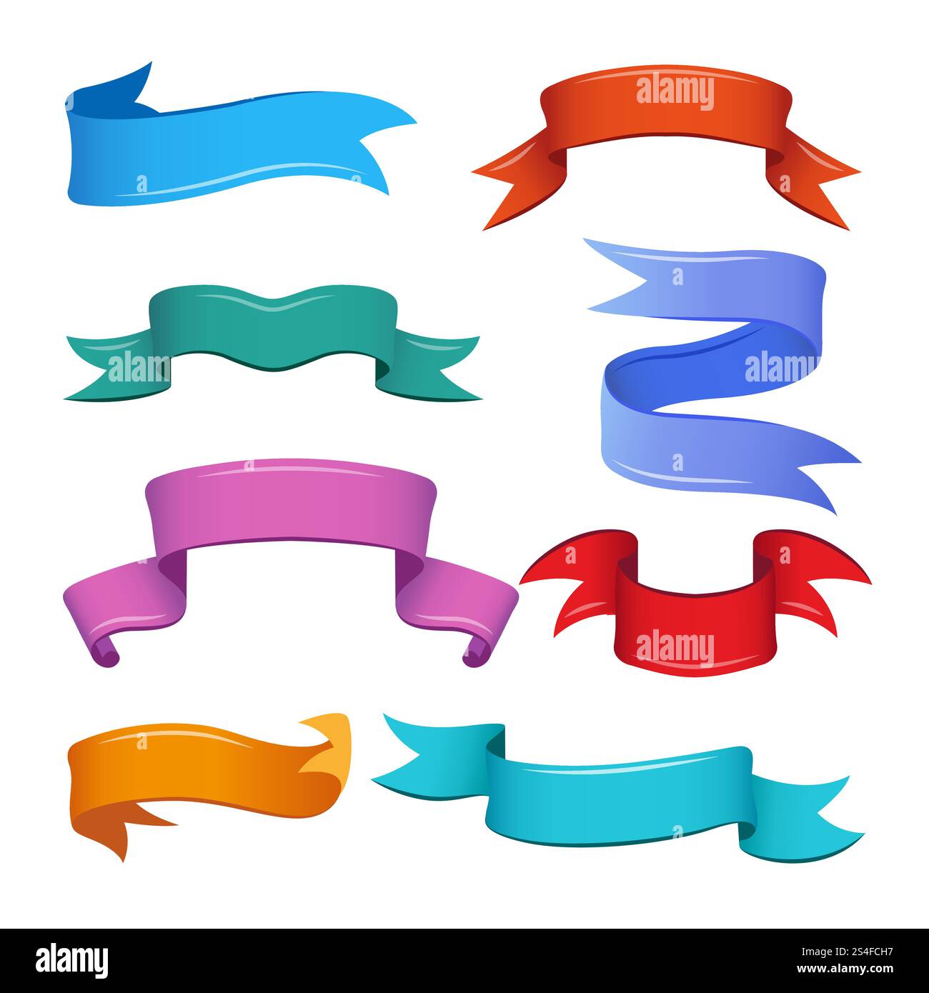 Different banners and ribbons in cartoon style. Vector set of banner ...