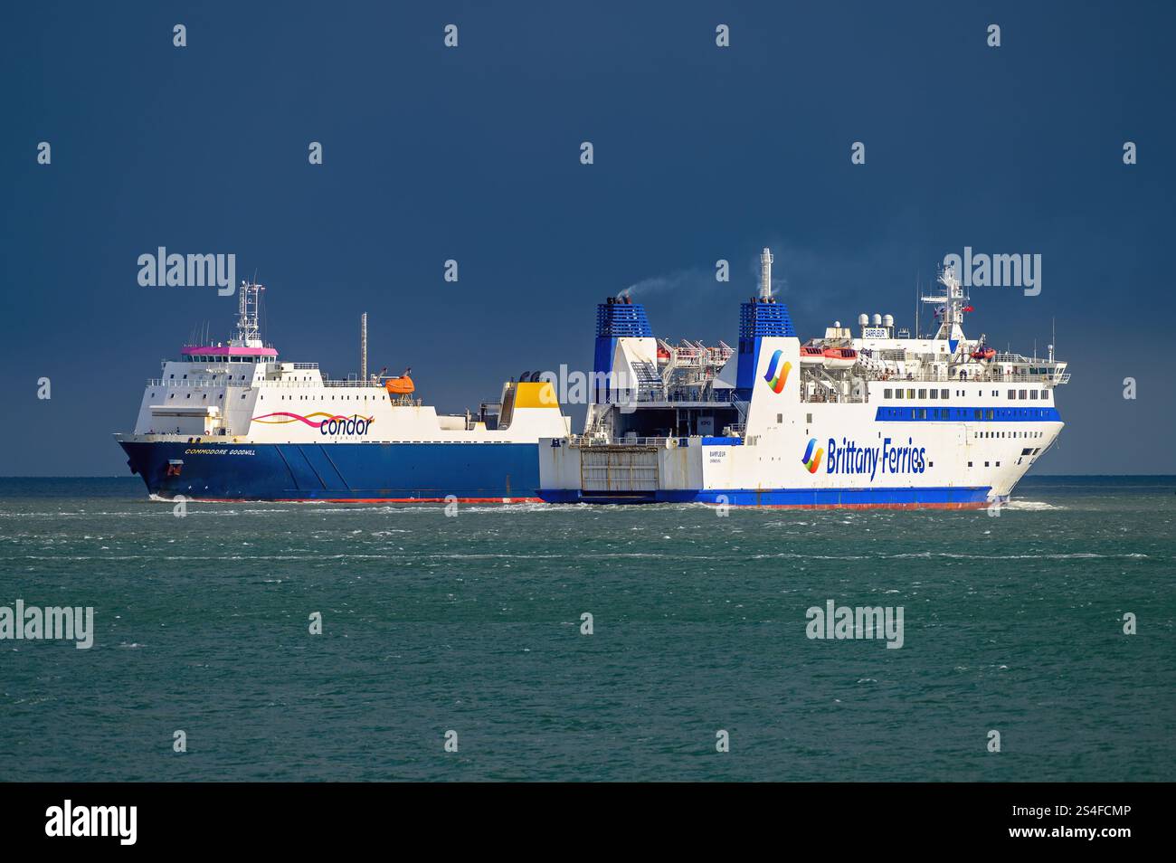Cross-Channel ferries passing near Portsmouth Stock Photo - Alamy