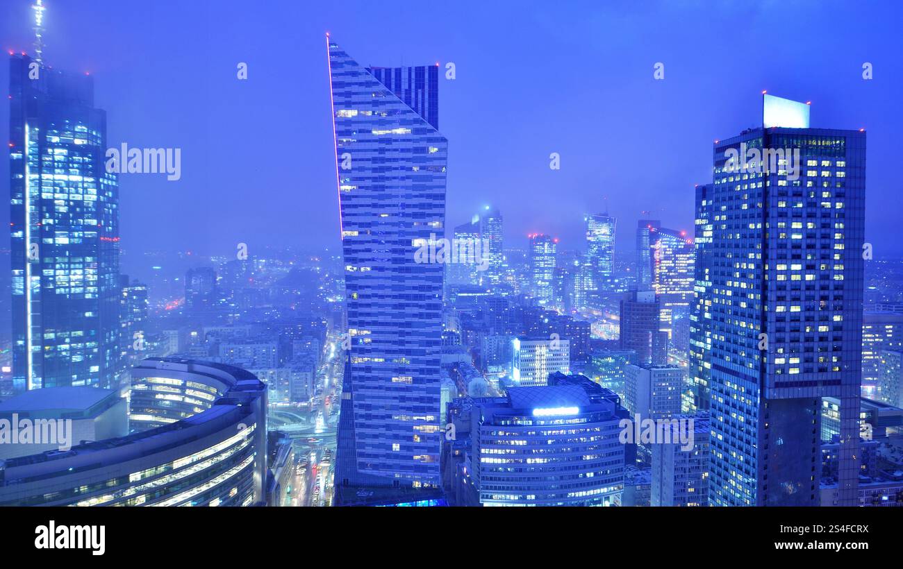 Aerial photography of modern architectural landscapes at night. Lights ...