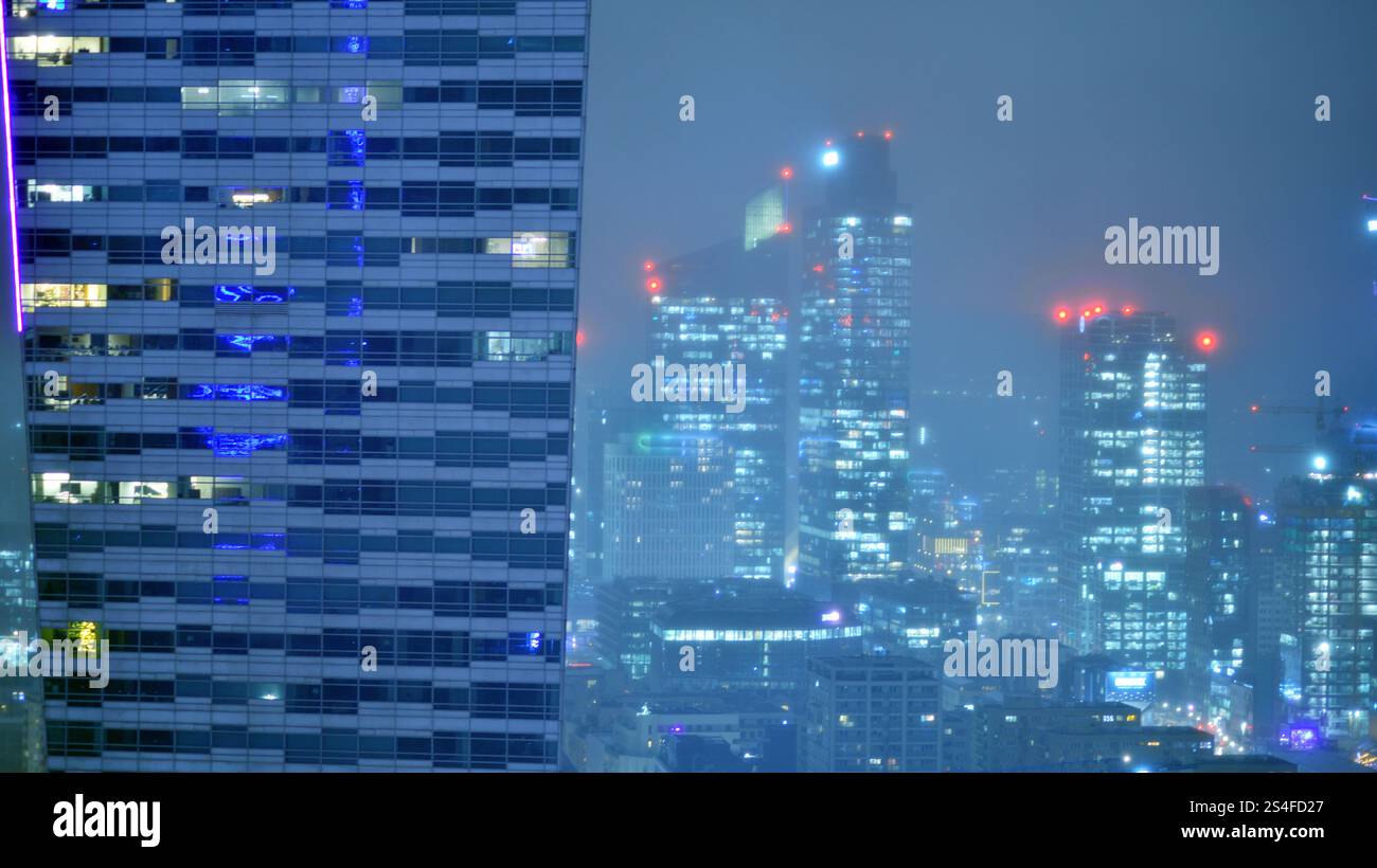 Aerial photography of modern architectural landscapes in the fog at ...