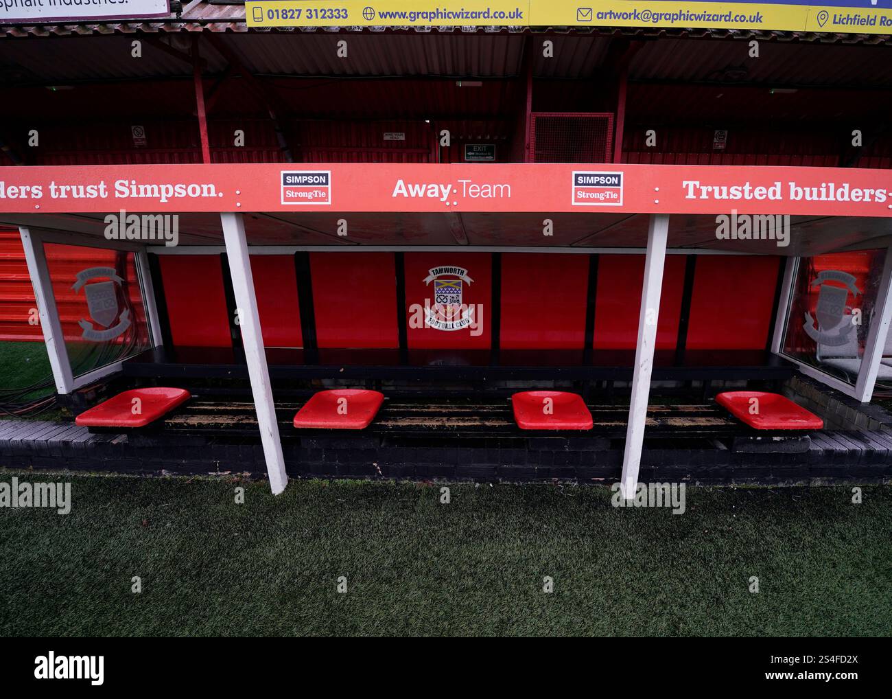 Tamworth, UK. 11th Jan, 2025. The away dugout ready for the Tottenham ...