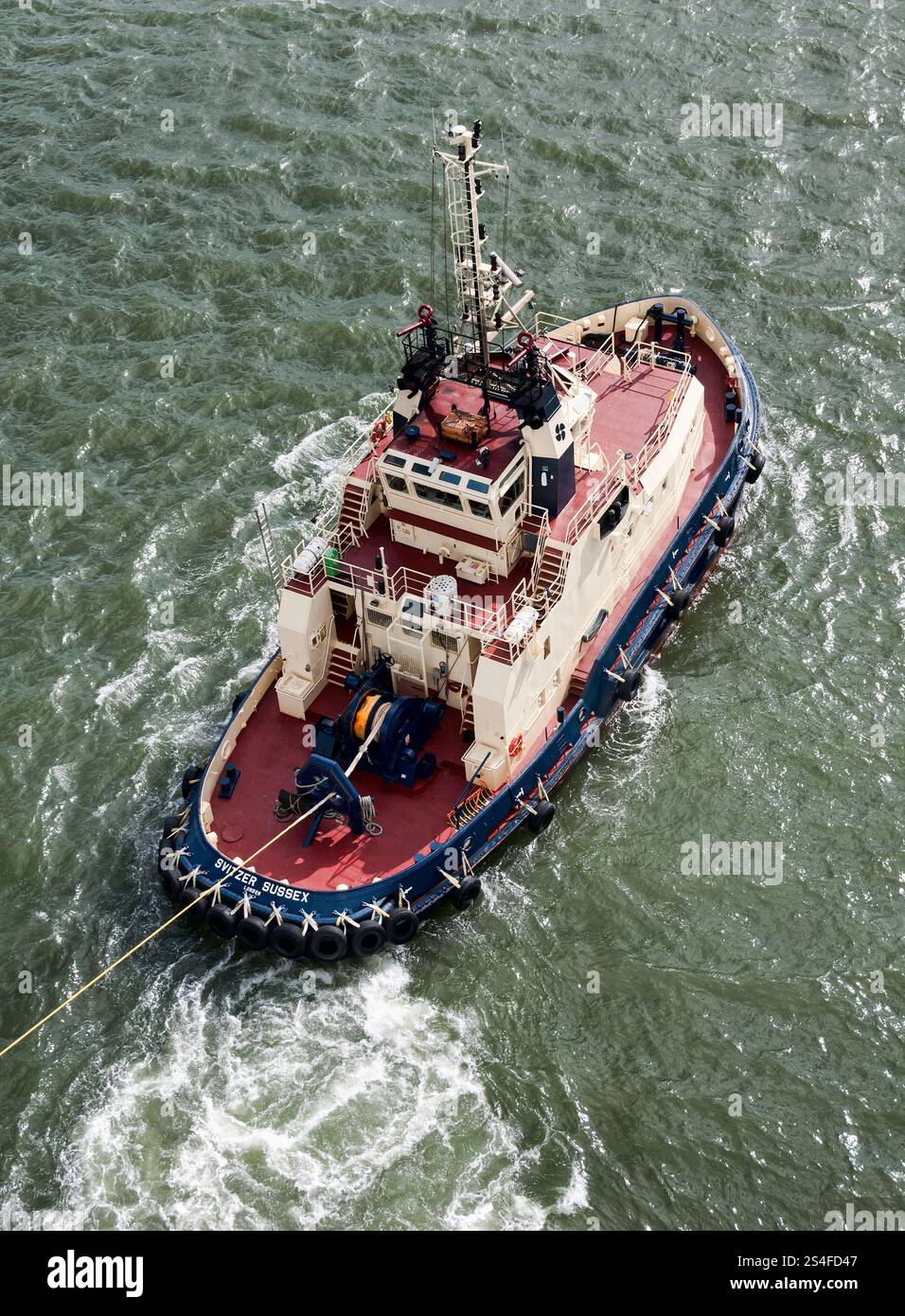 An aerial portrait view of the Svitzer Towage harbour tug Svitzer ...