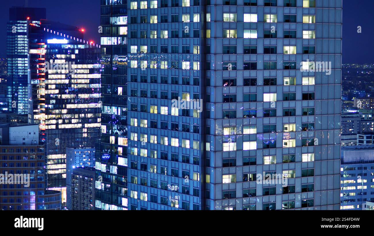 Aerial photography of modern architectural landscapes at night. Lights ...