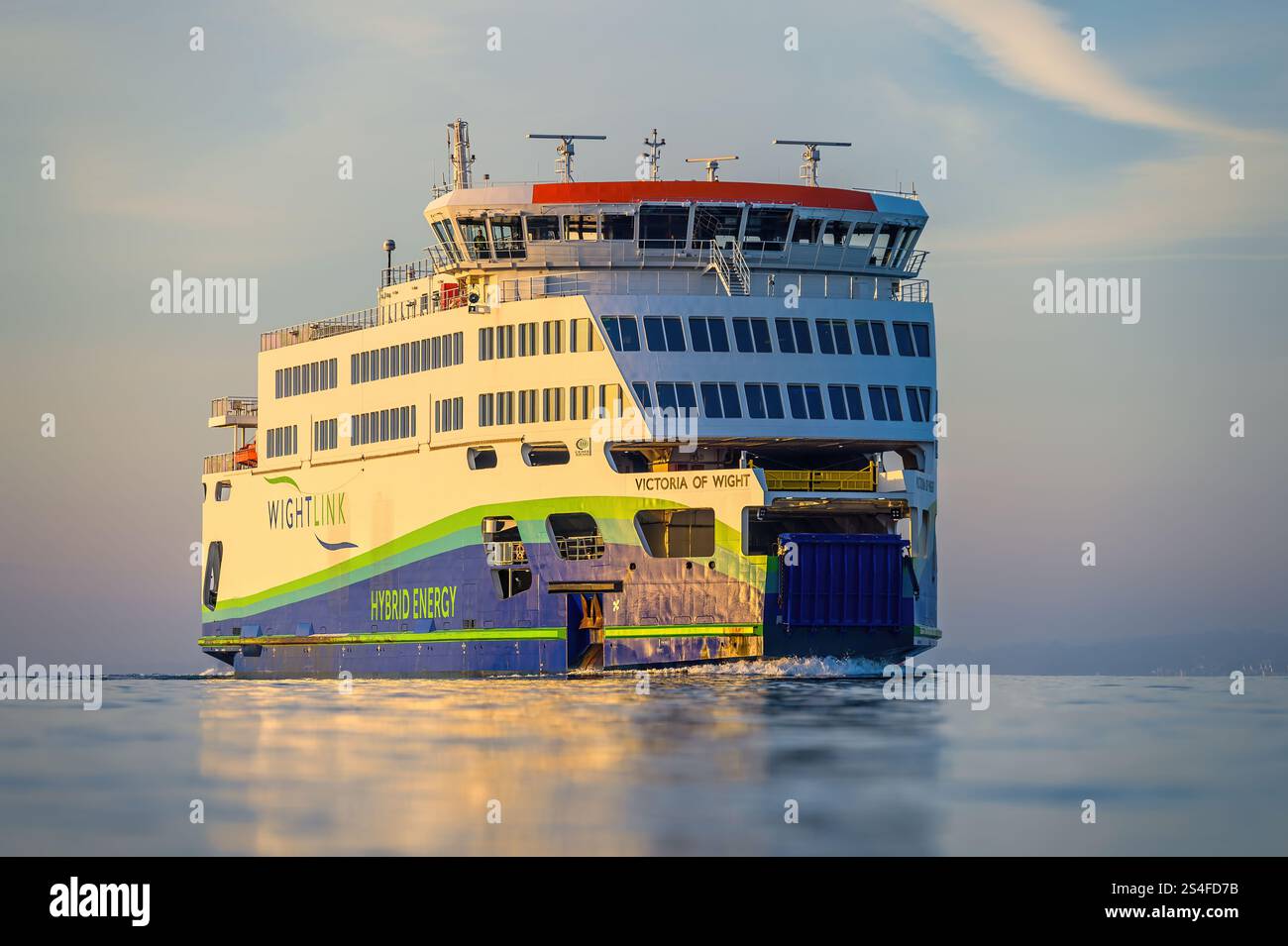 The hybrid-powered Wightlink ferry Victoria of Wight operates on ...