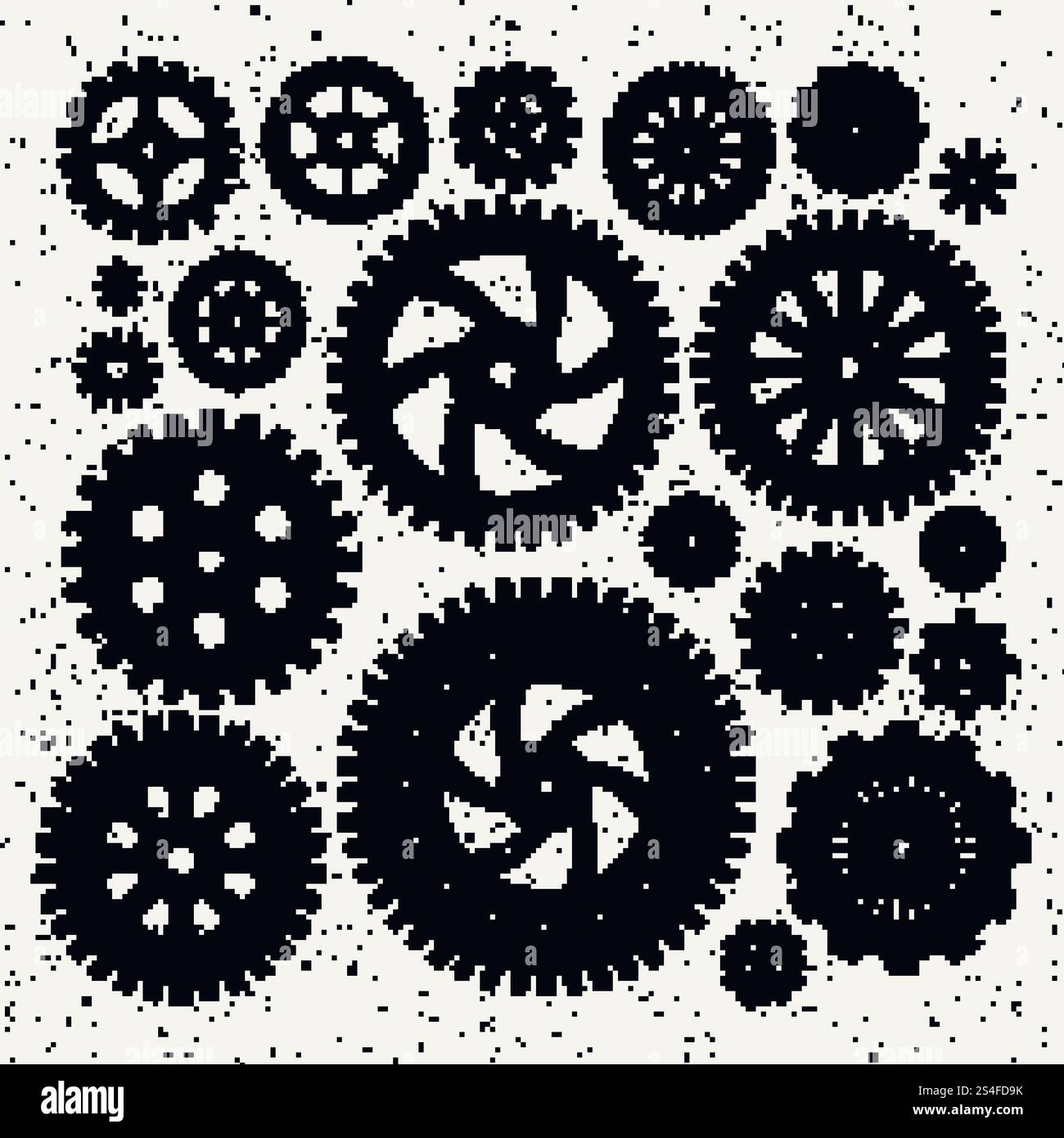 Industrial illustration set of mechanical metal wheels gears and ...