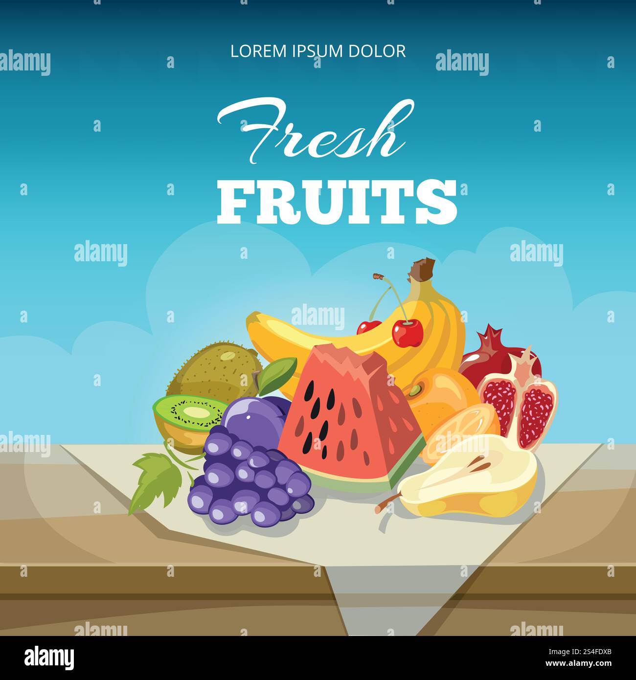 Fruits concept vector background. Fresh food poster banner template ...