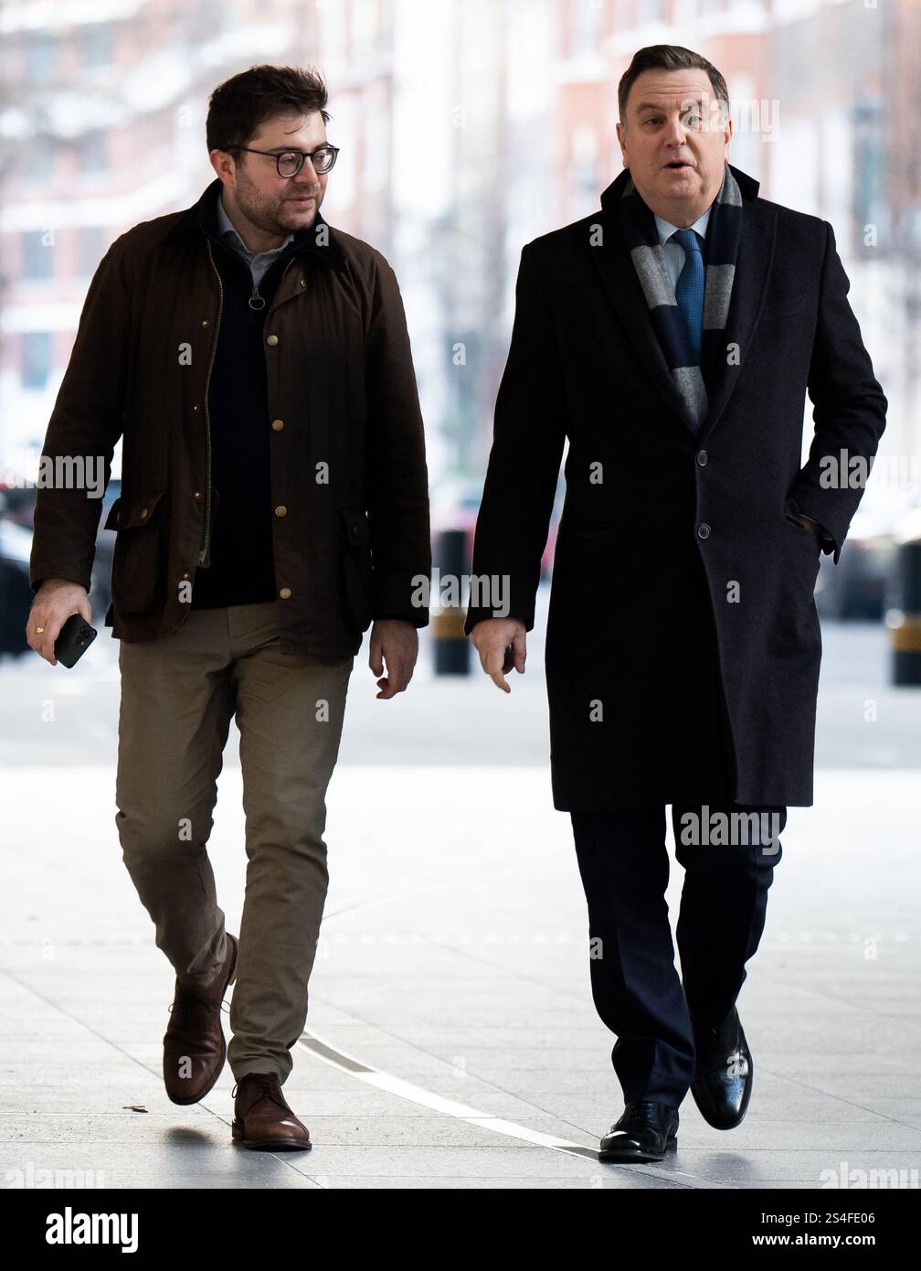 Mel Stride, shadow chancellor of the Exchequer (right) arrives at BBC ...