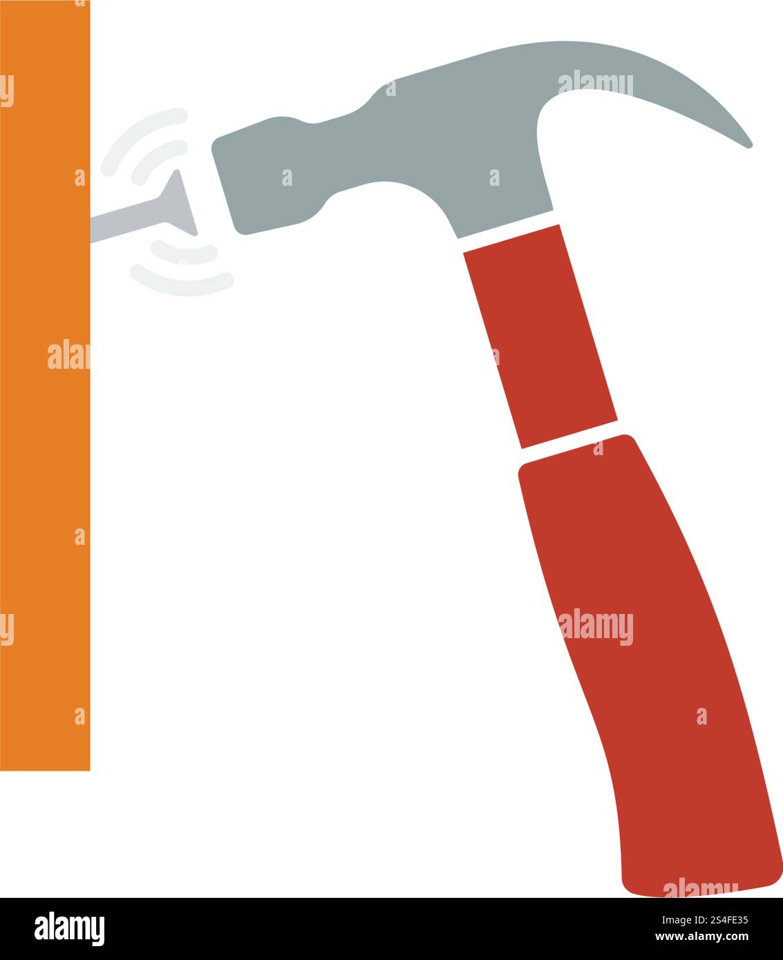 Icon of hammer beat to nail. Flat design. Vector illustration Stock ...