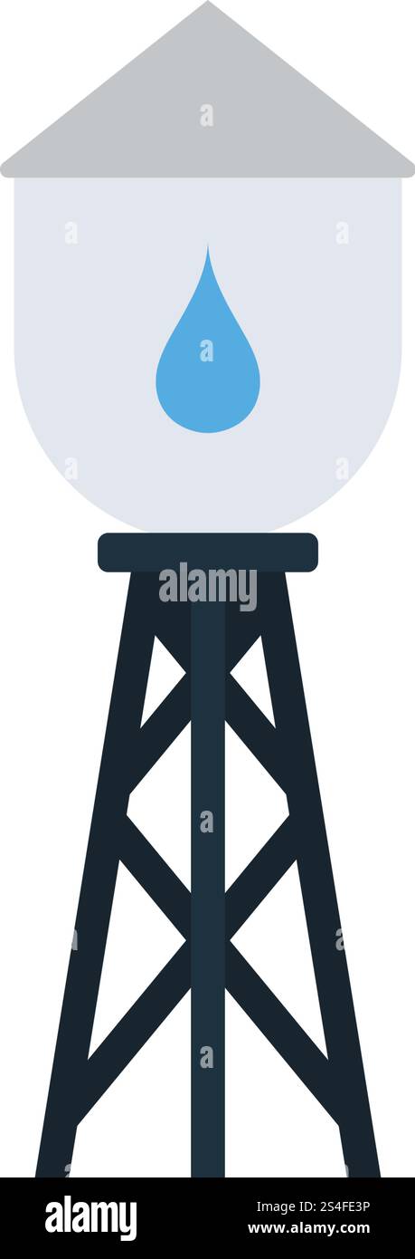 Water tower icon. Flat color design. Vector illustration Stock Vector ...