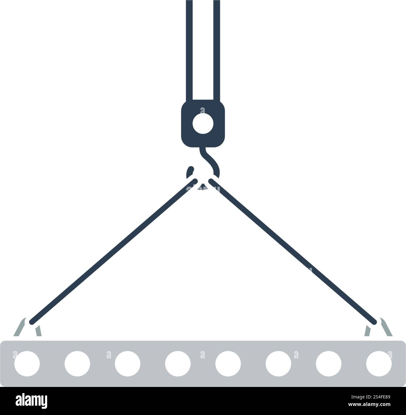 Icon of slab hanged on crane hook by rope slings . Flat design. Vector ...