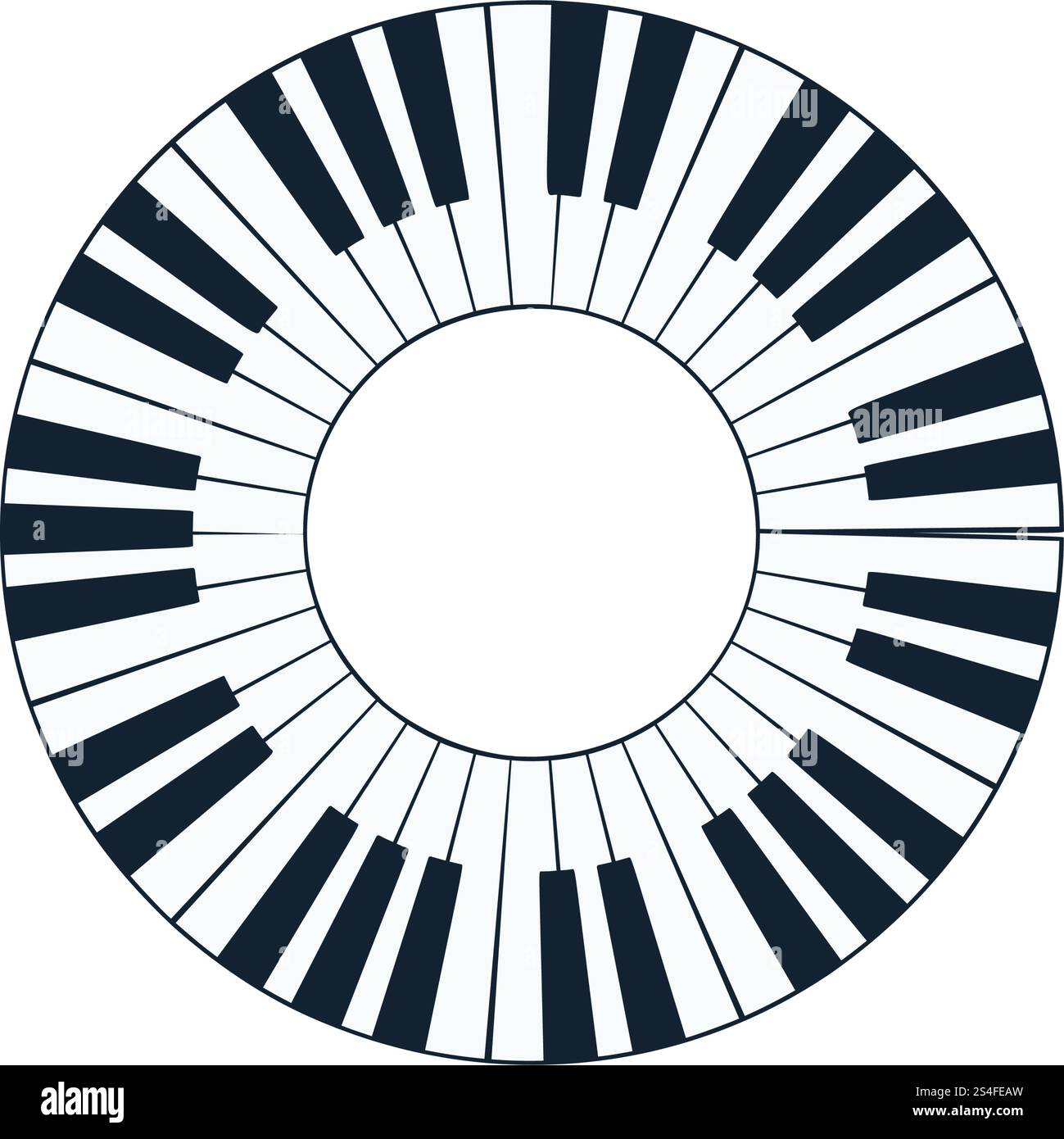 Piano circle keyboard icon. Flat color design. Vector illustration ...
