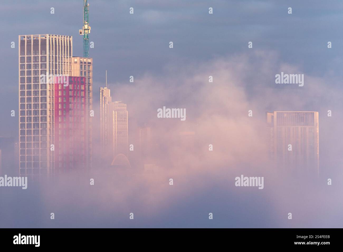London, UK. 12th January, 2025. UK Weather: Heavy morning fog covers ...