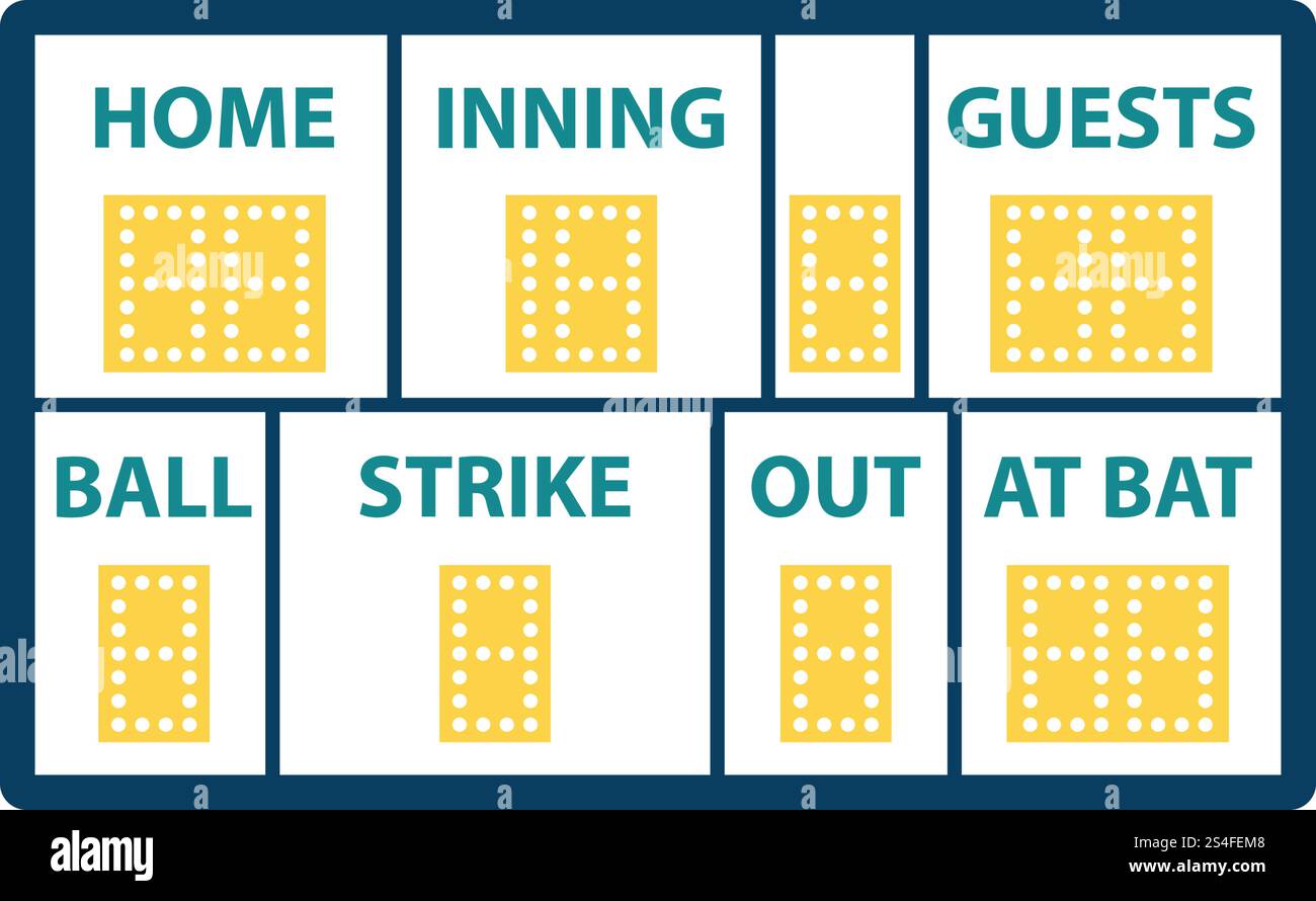 Baseball scoreboard icon. Flat color design. Vector illustration Stock ...