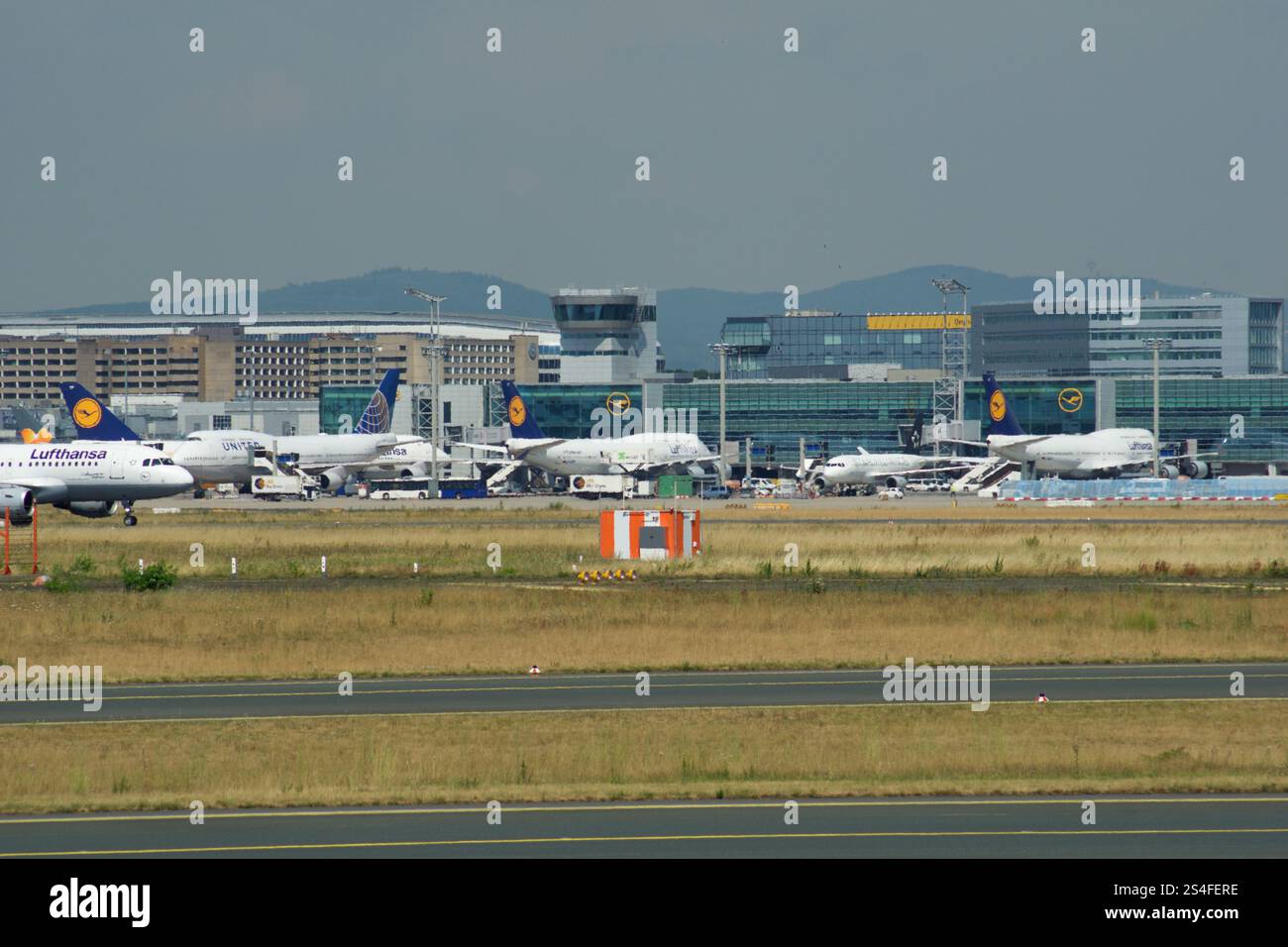 Frankfurt, Germany, July 9, 2017: Airport Apron with Terminal and Tower ...