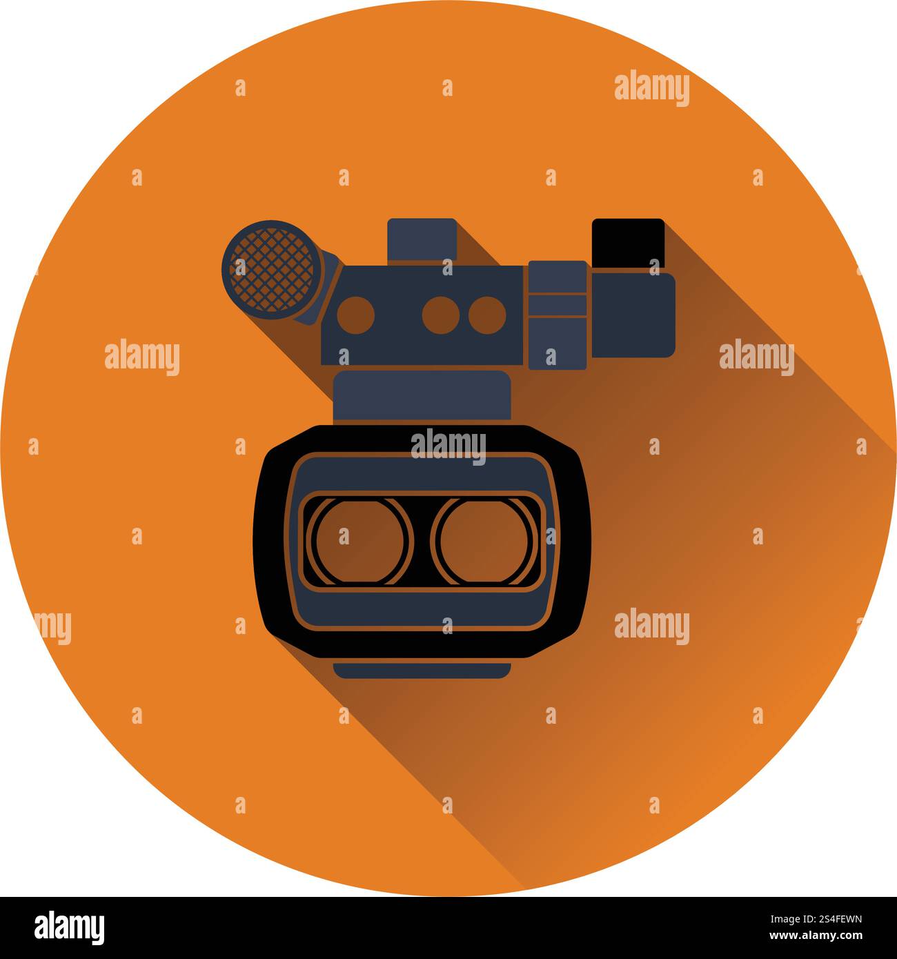 3d movie camera icon on gray background, round shadow. Vector ...