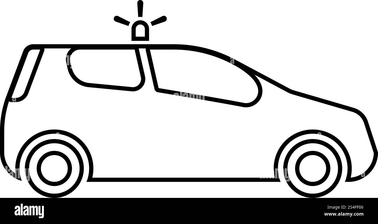Security car Police car Car with siren icon black color outline vector ...