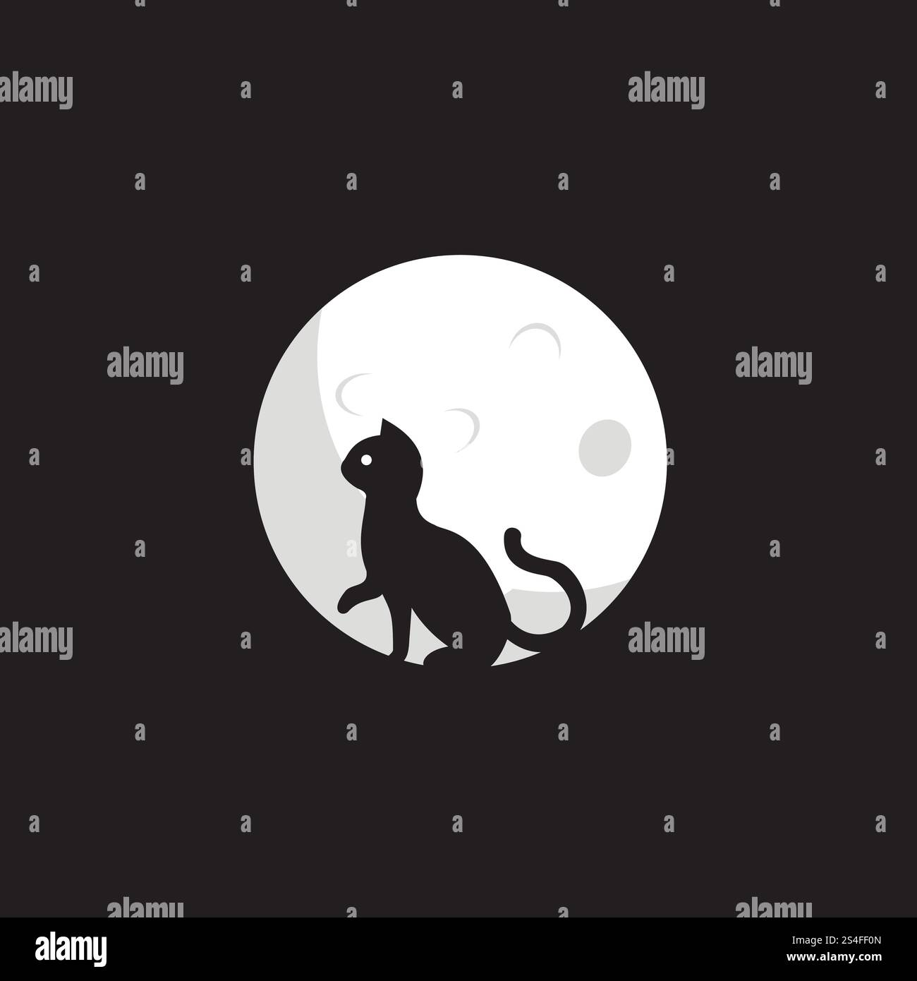 Cat and moon vector design. Idea for company style and logo Stock ...