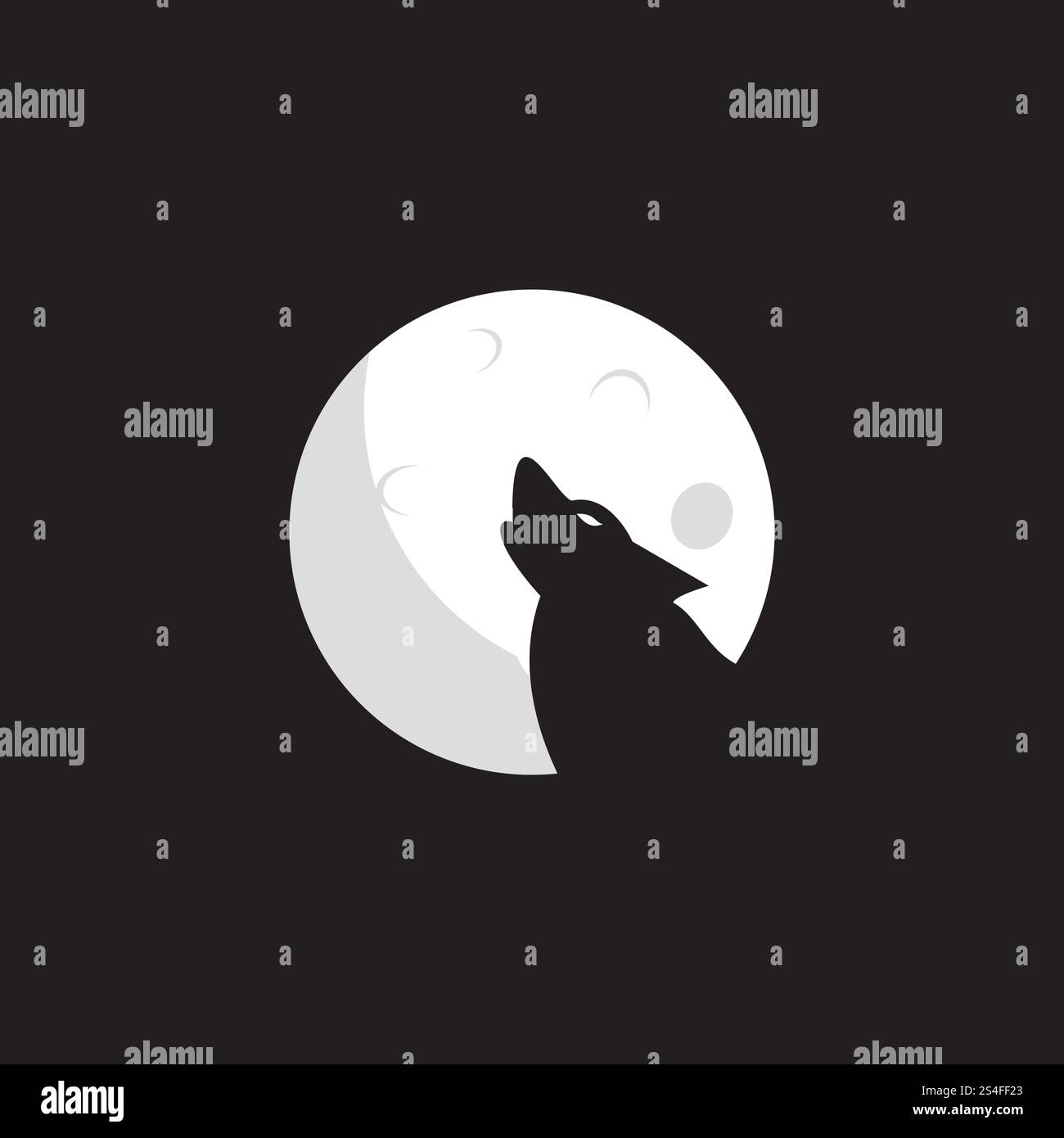 Wolf moon logo design. Wolf icon flat vector illustration for logo ...