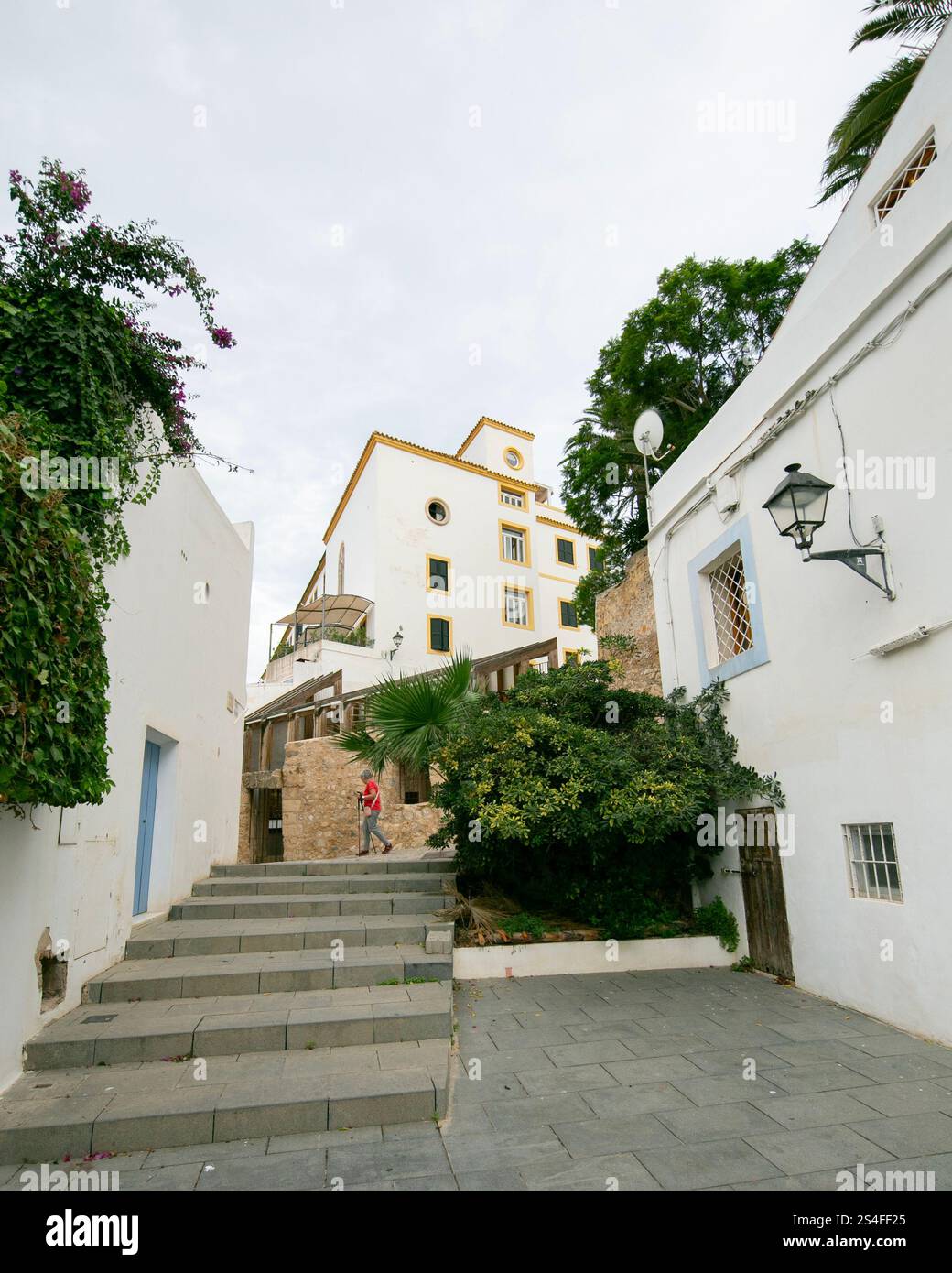 Streets and views of the ancient walled citadel of Dalt Vila, a UNESCO ...