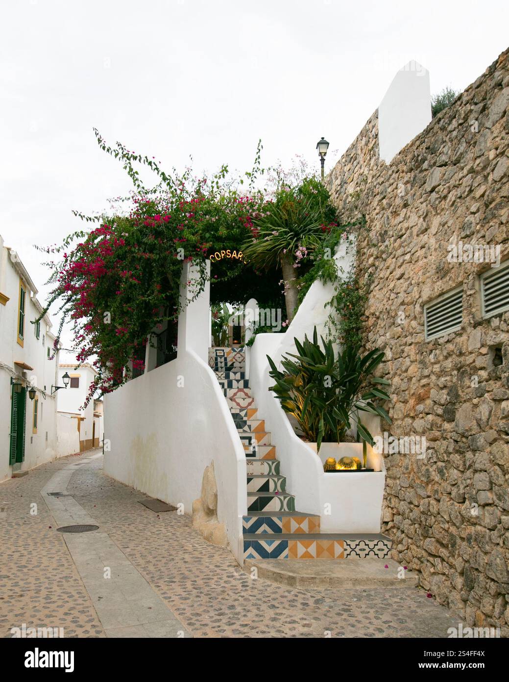 Streets and views of the ancient walled citadel of Dalt Vila, a UNESCO ...
