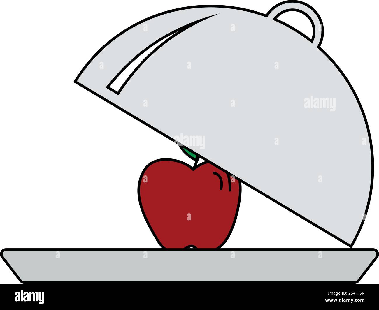 Flat design icon of Apple inside cloche in ui colors. Vector ...