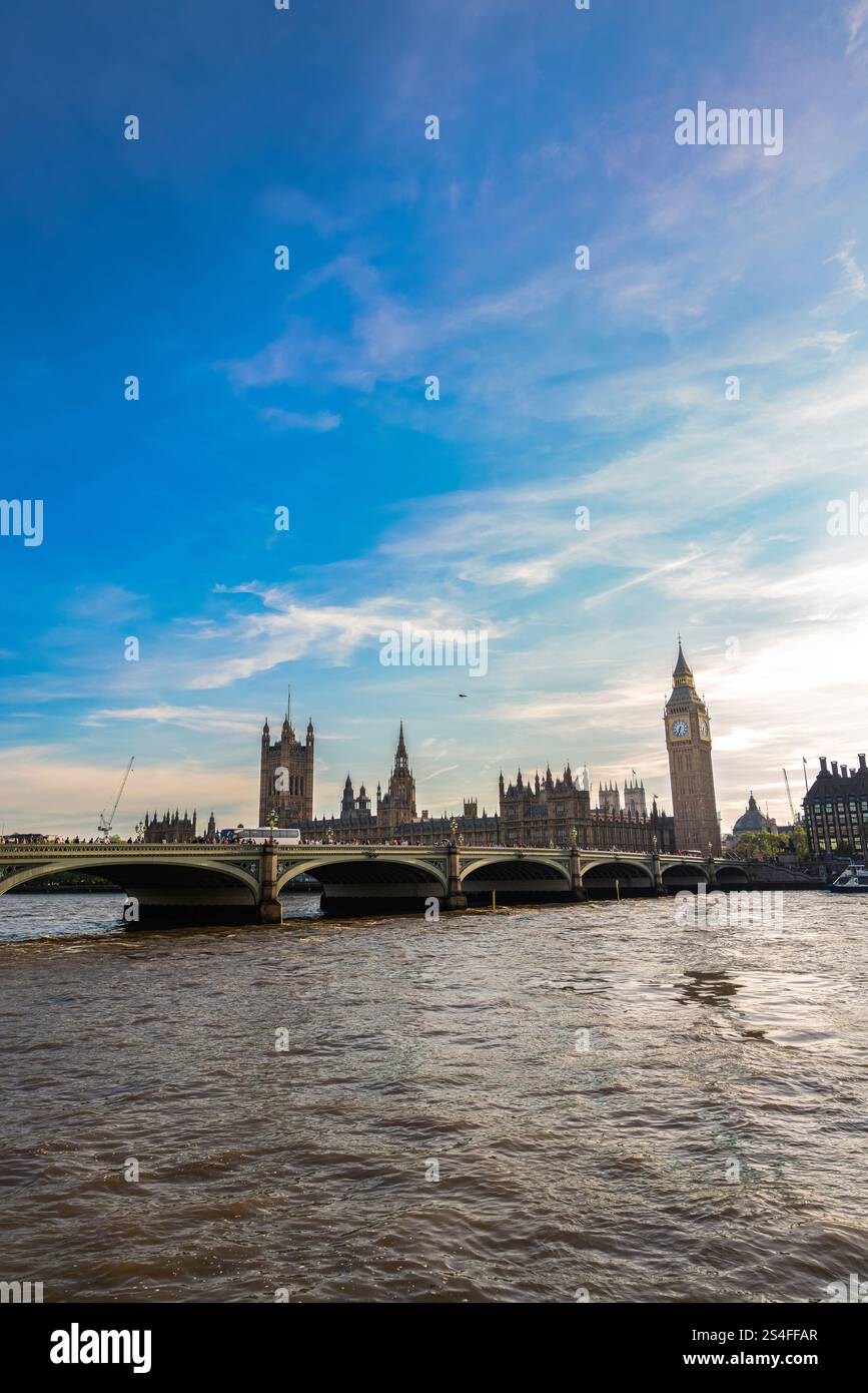 A panoramic view of Westminster Bridge, Big Ben, and the Palace of ...