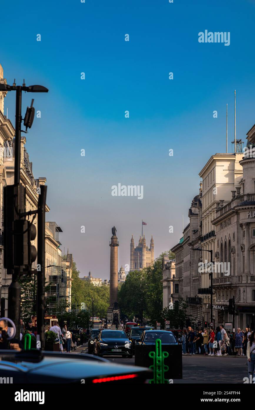 A vibrant scene from Trafalgar Square in London, featuring iconic ...