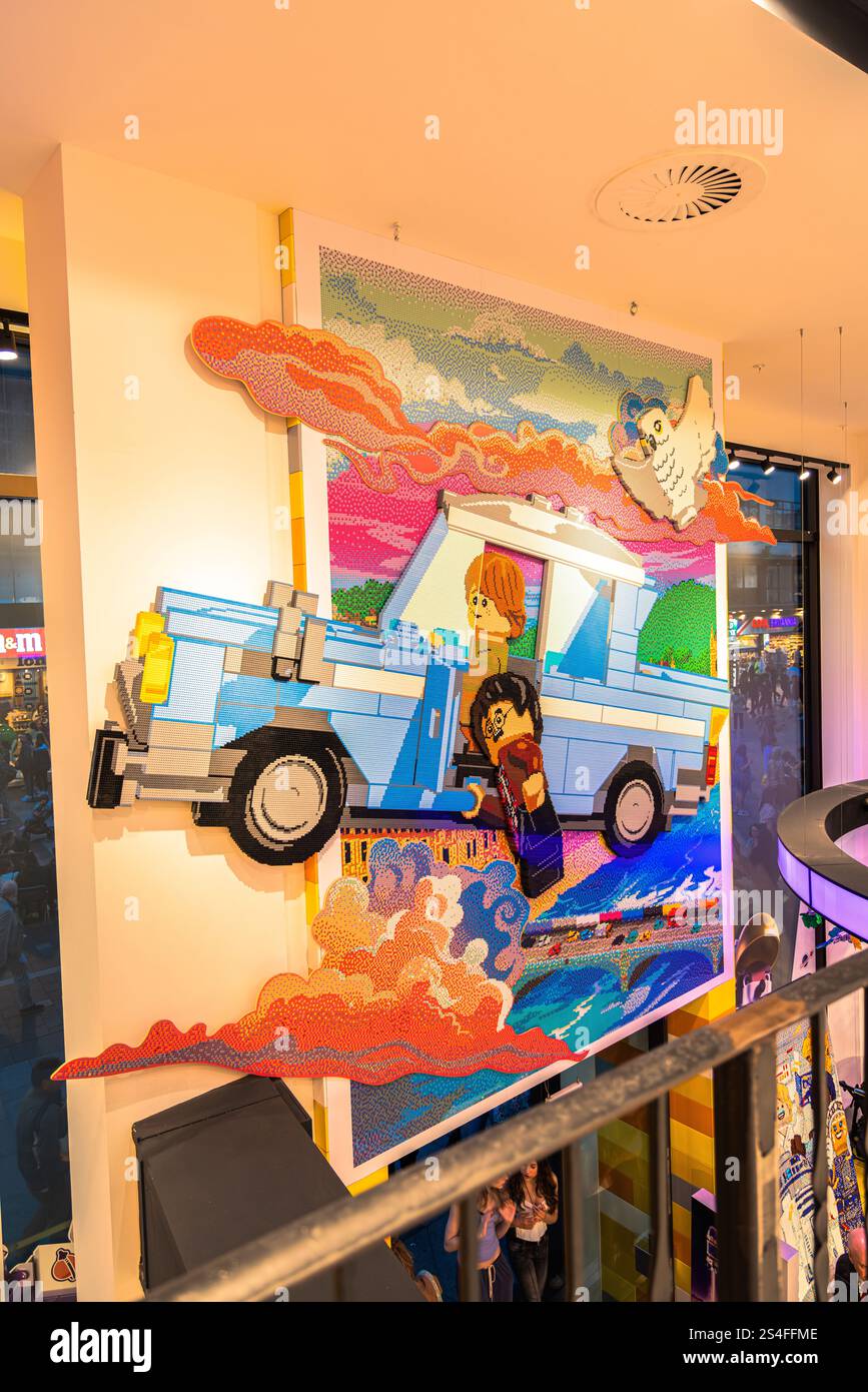 A vibrant LEGO display, including iconic characters and elements from ...