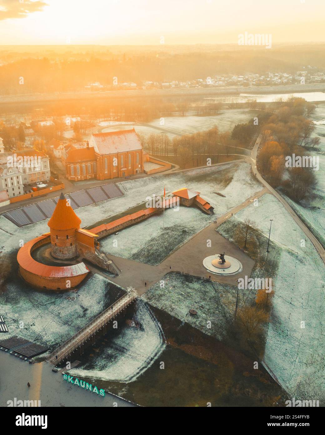 Kaunas, Lithuania - 19th november, 2024: aerial top down view renovated ...