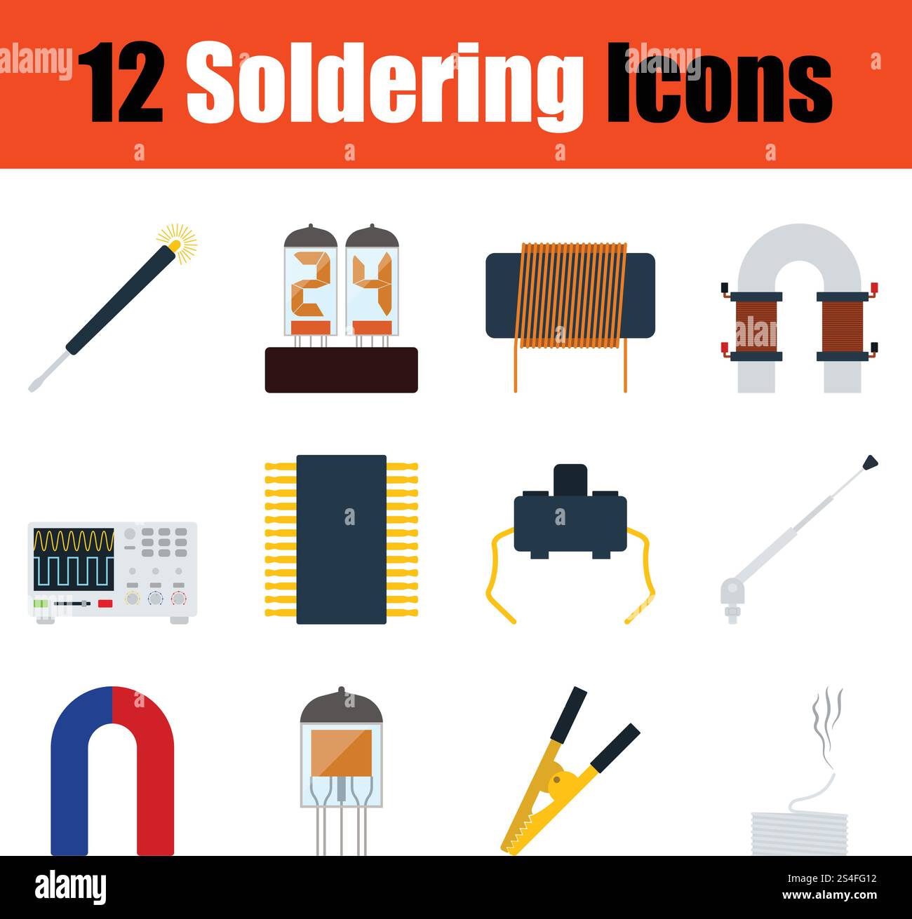 Set of soldering icons. Full color design. Vector illustration Stock ...