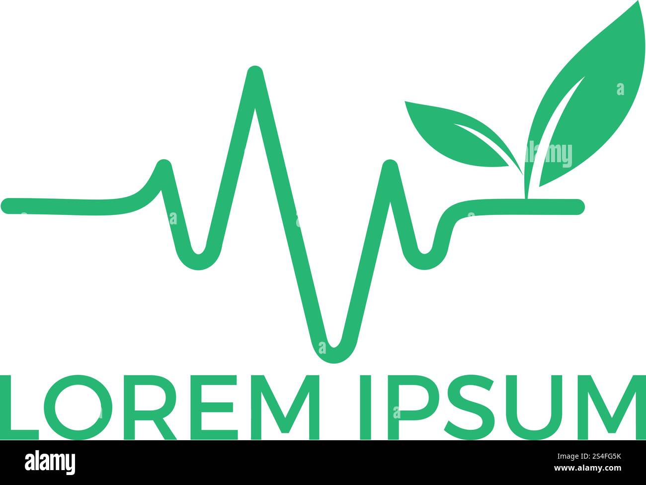 Heartbeat pulse line vegan with green leaves vector design. Health Nature logo designs concept ...