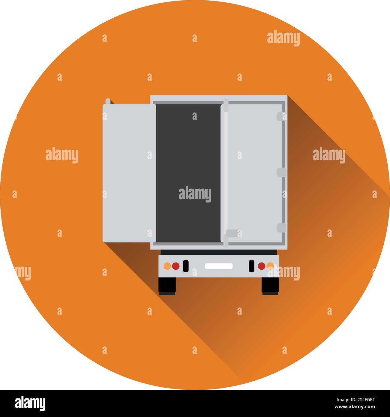 Truck trailer rear view icon. Flat color with shadow design. Vector ...