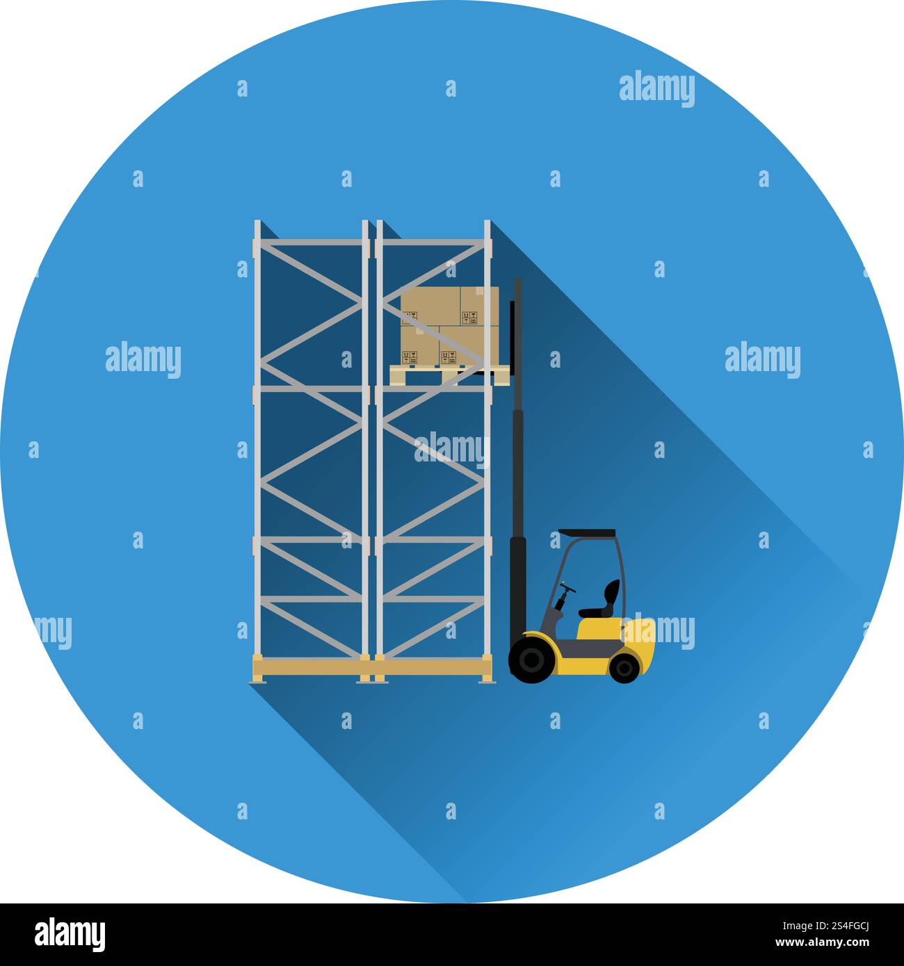 Warehouse forklift icon. Flat color with shadow design. Vector ...