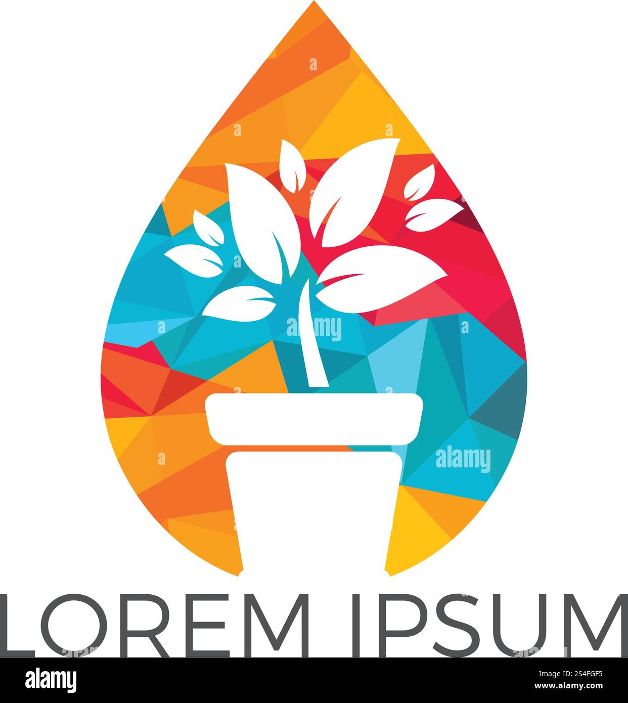 Water drop and Flower pot logo. Plant growth vector logo design Stock ...