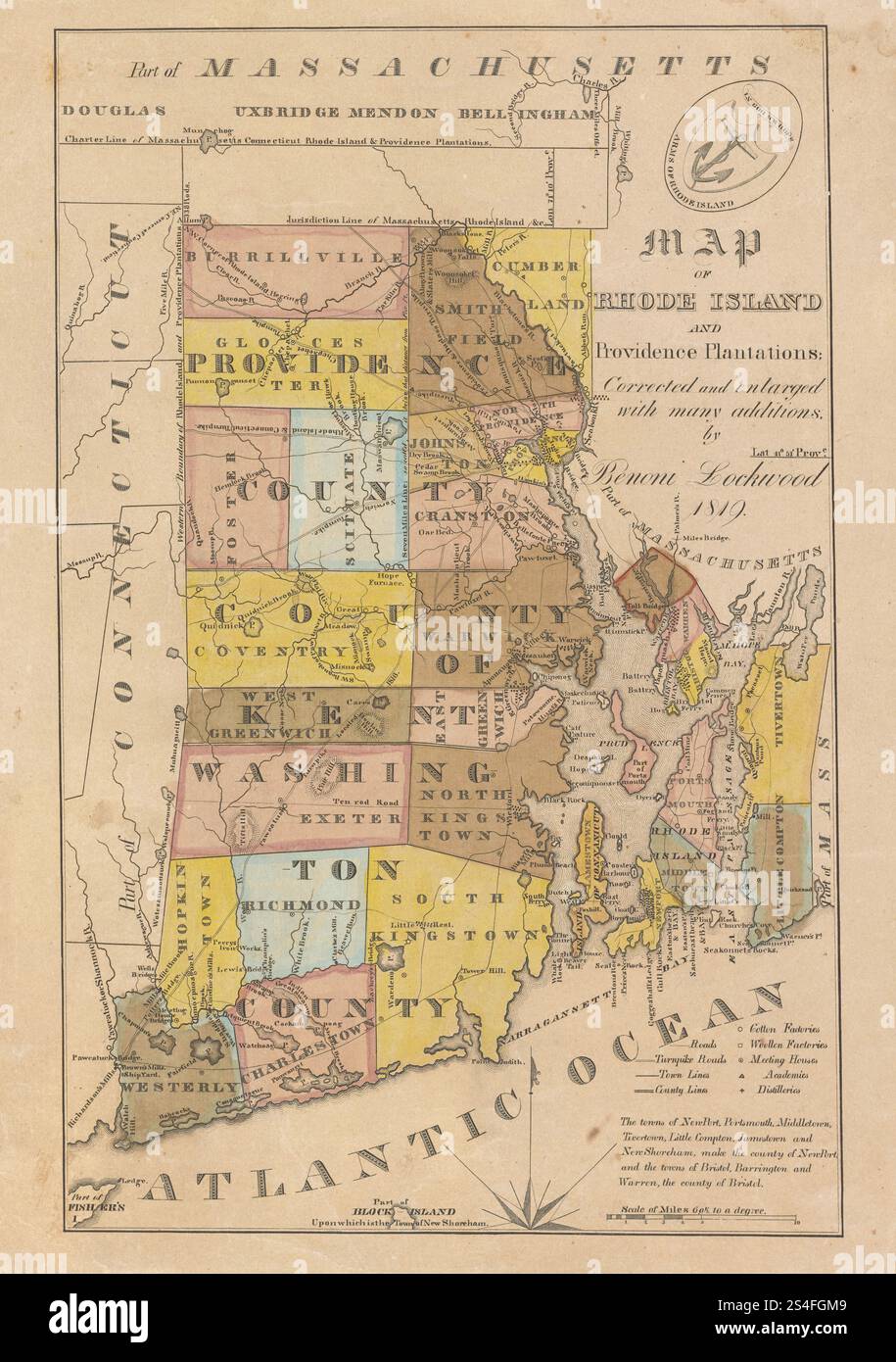 Vintage Map of Rhode Island and Providence Plantations: corrected and ...