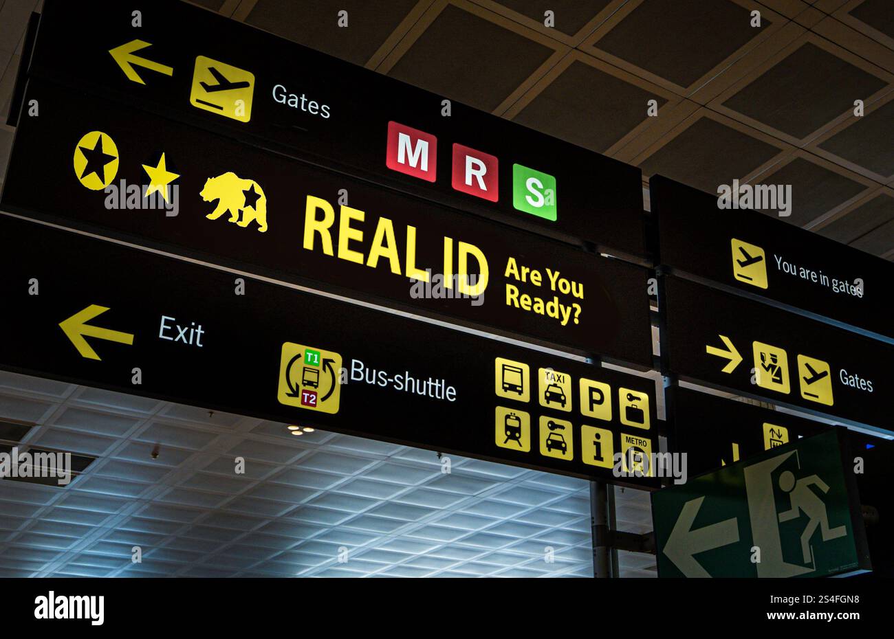 Airport Sign Highlighting Real ID Compliance Stock Photo - Alamy
